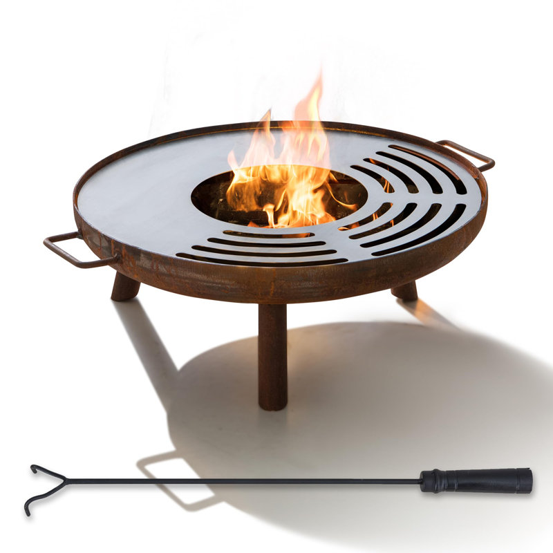Round Wood Burning Fire Pit Durable Metal Design Portable Stable For Outdoor Gatherings